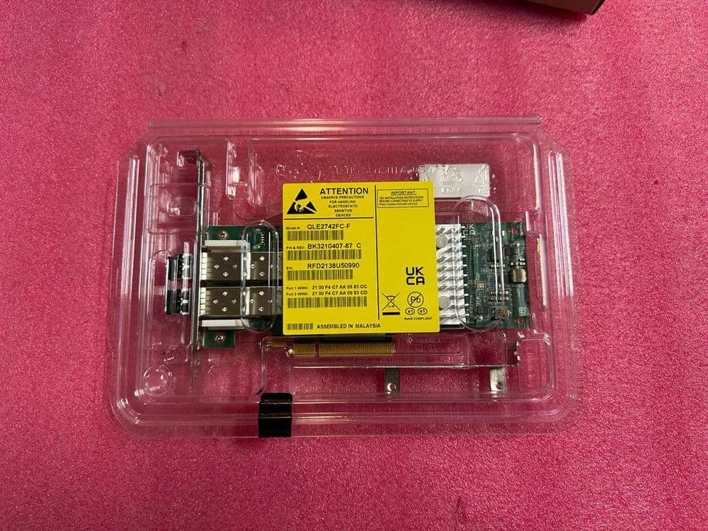 New Qlogic QLE2742 Dual Port 32GB SFP FC PCI-e HBA Card Adapter 2 x ...