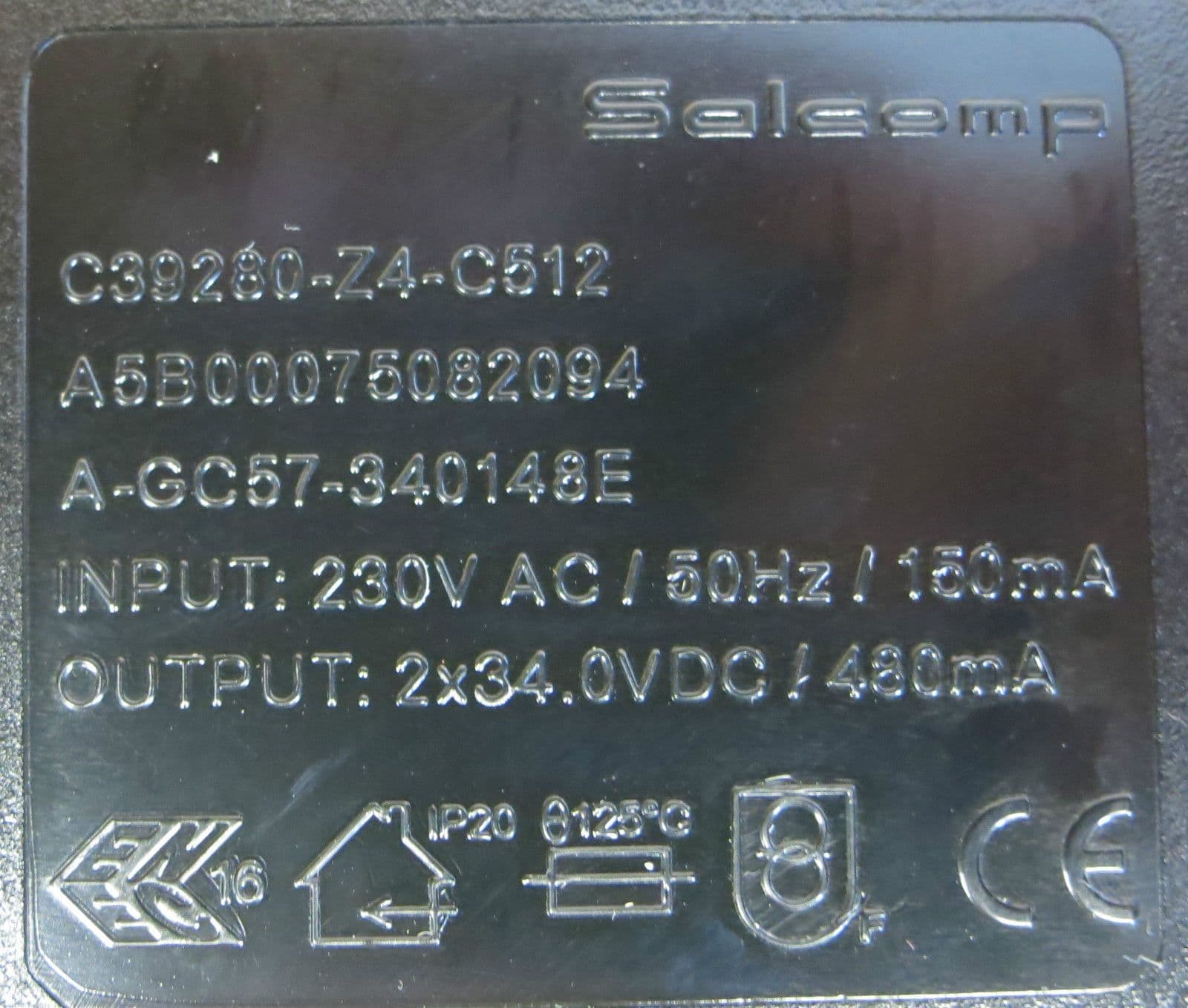 New Salcomp C39280-Z4-C512 Power Supply Dual Power 2 x 34 0V 480mA