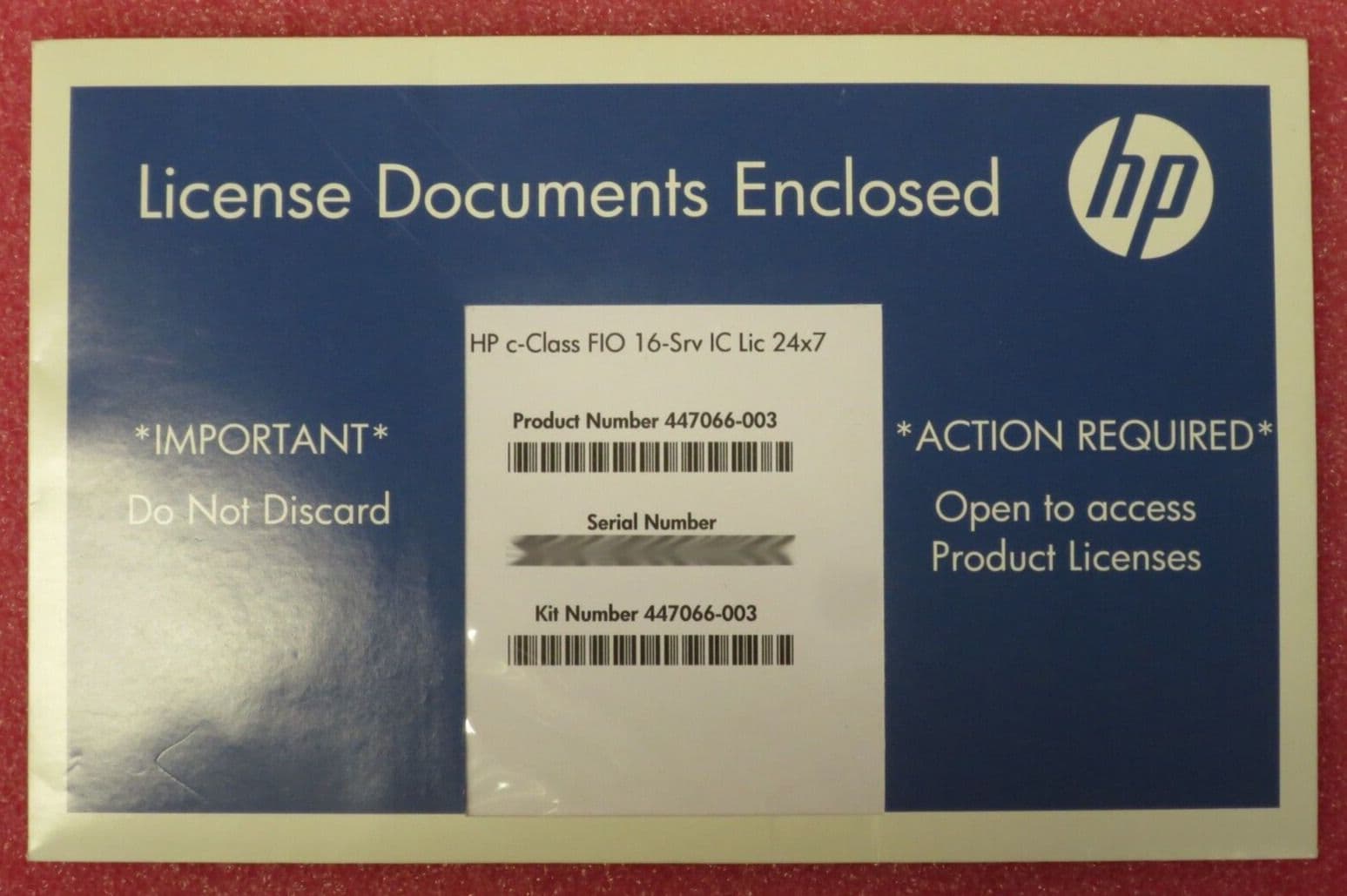 NEW SEALED HP License c-Class FIO 16-Srv IC Lic 24x7 447066-003 Server ...