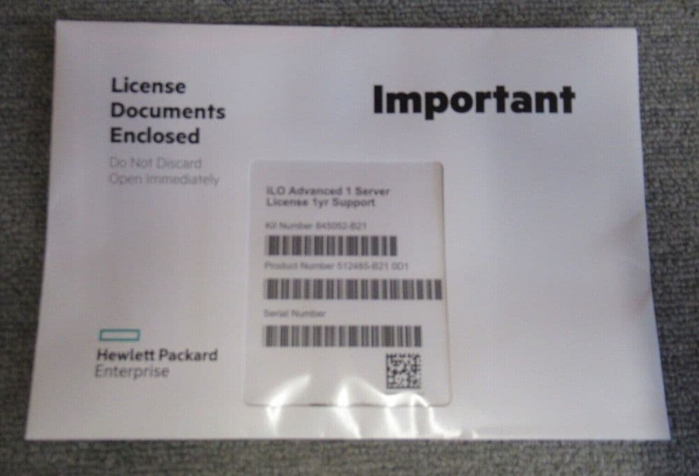 New Sealed HPE 845052-B21 512485-B21 iLO Advanced 1 Server License 1Yr ...