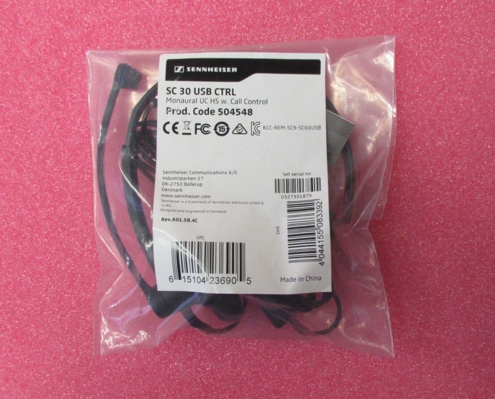 NEW Sennheiser KCC-REM-SC9-SC60USB 504548 SC30 USB Black Headband Headset