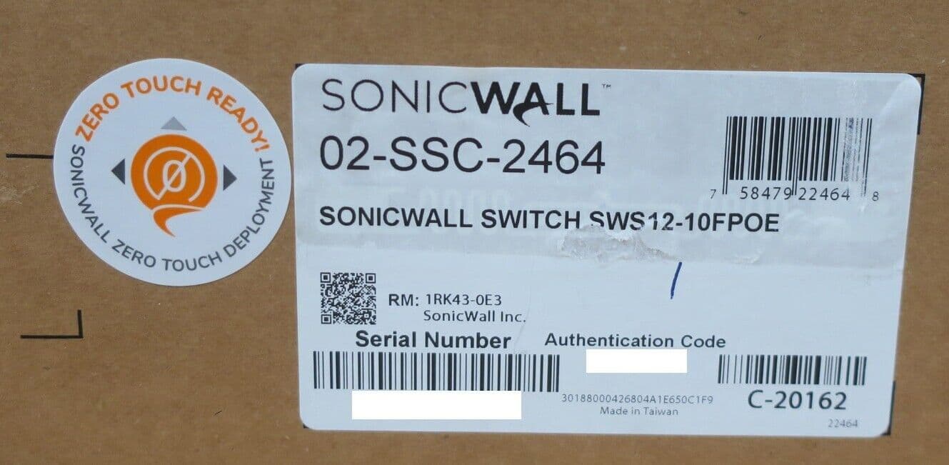 NEW SonicWall SWS12-10FPOE 10x 1Gb Ethernet PoE 2x 1GbE SFP L2 Managed ...