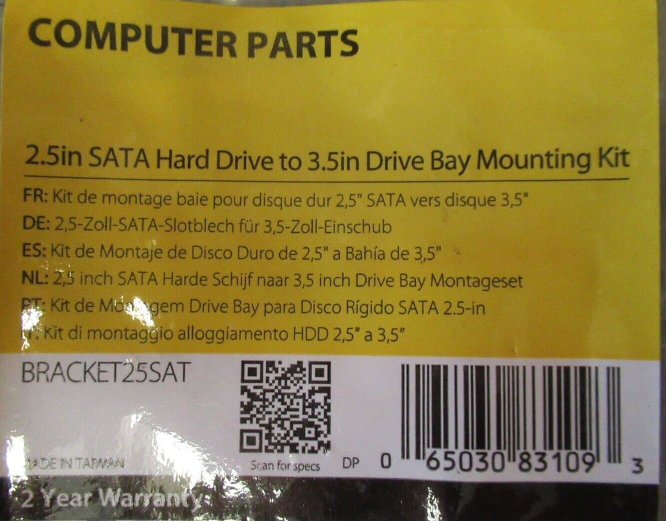 New StarTech BRACKET25SAT 2 5-inch to 3 5-inch SATA Hard Drive Bay ...