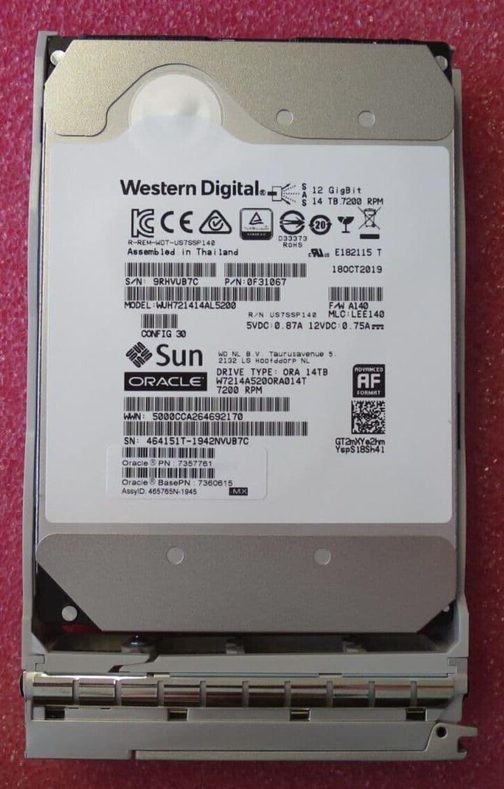 NEW Sun Oracle 14TB 7 2K 12Gb/s SAS 3 5" Hard Drive HDD In Caddy 7357761 7360615