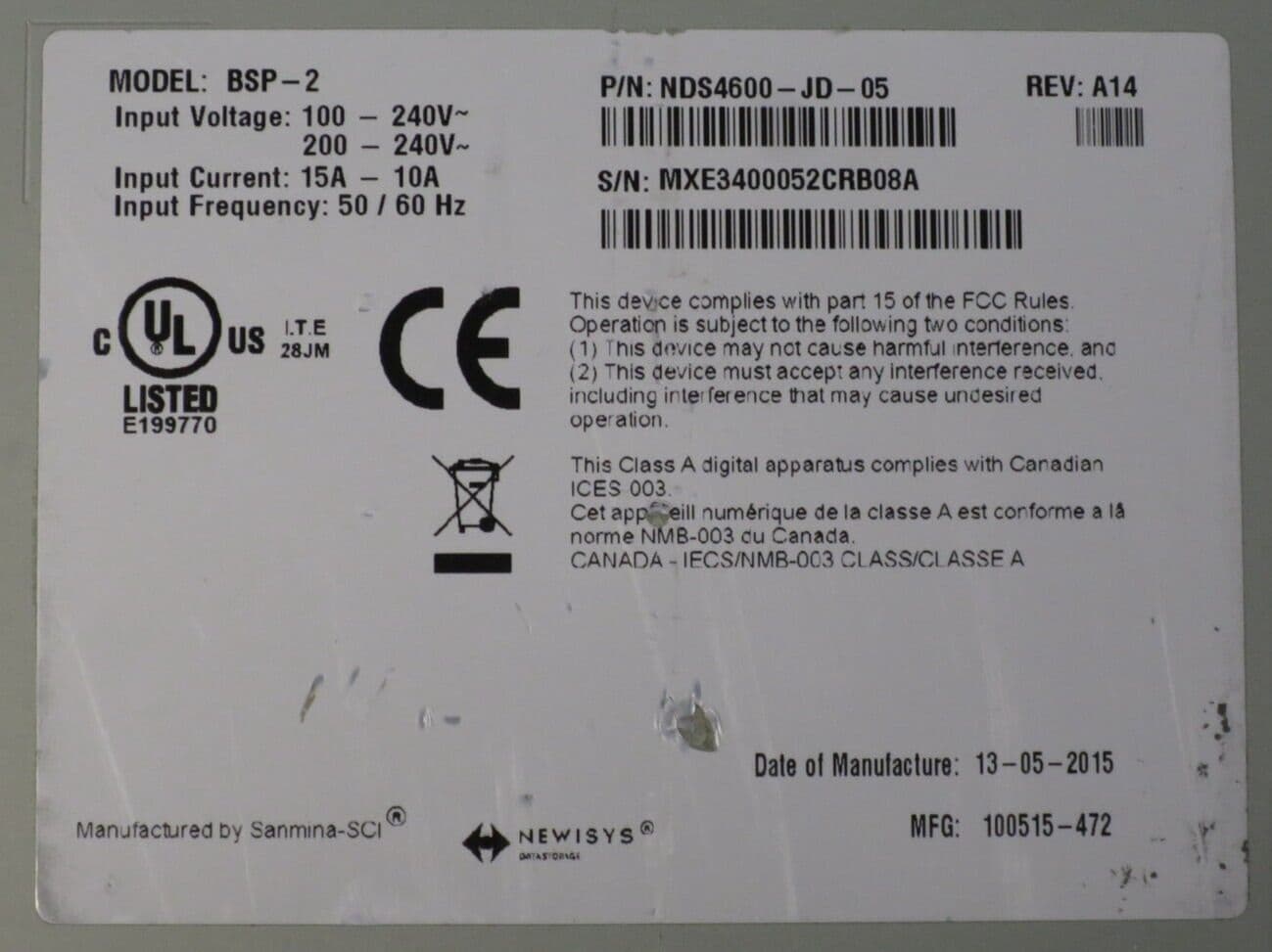 NEWISYS Data Storage BSP-2 NDS-4600-JD-05 60-Bay 42x3TB SAS 3 5" HDD ...