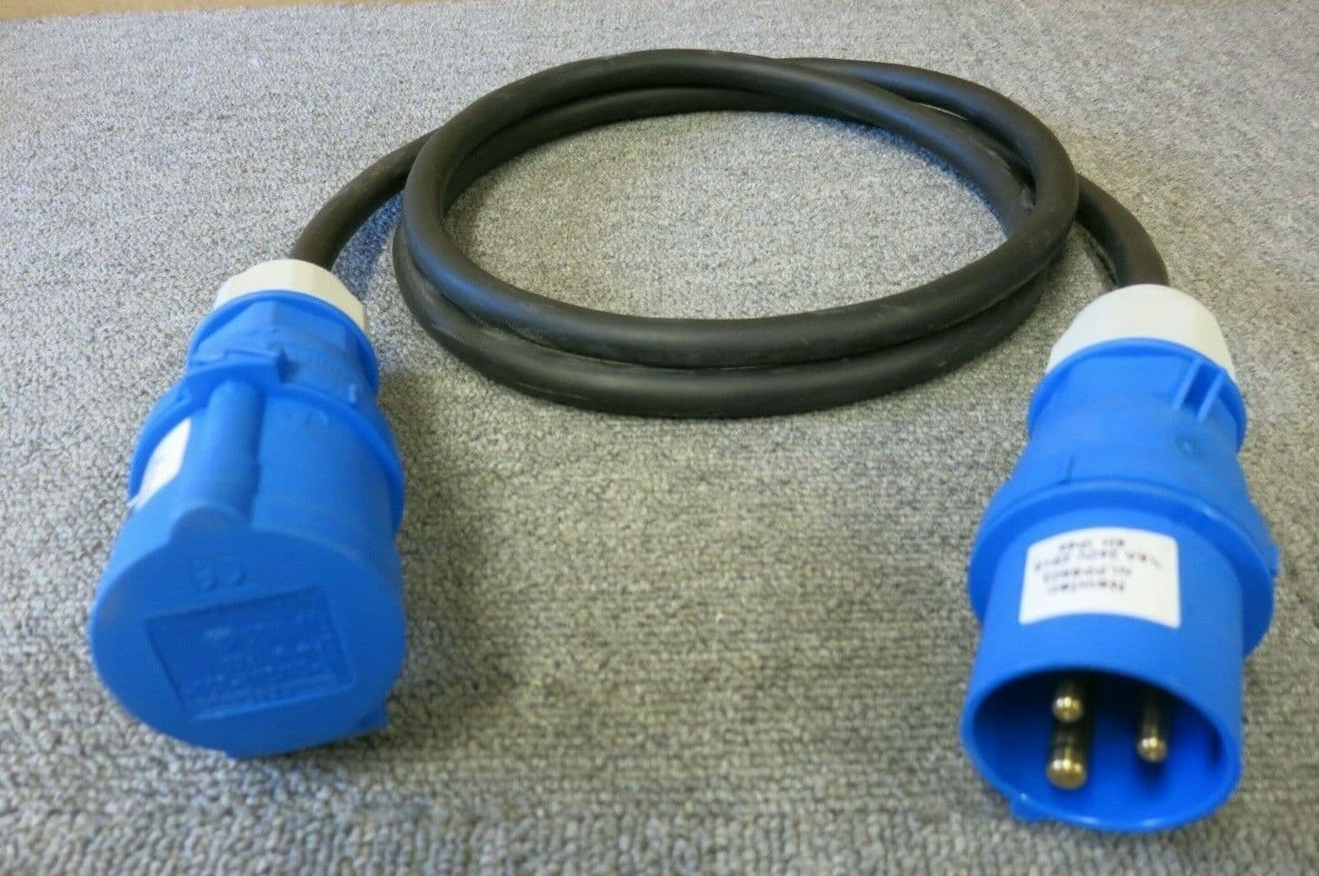 Newlec IP44 240V 16A Blue Commando Plug Male To Female 2M Socket ...