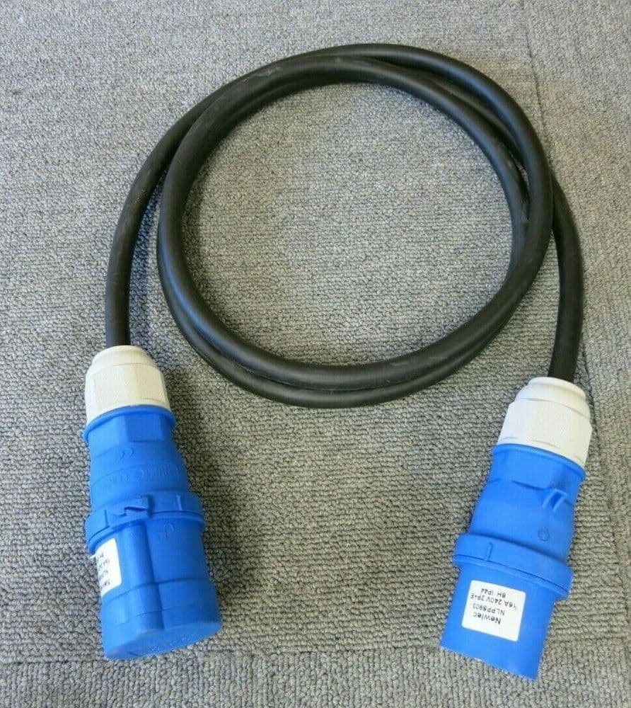Newlec IP44 240V 16A Blue Commando Plug Male To Female 2M Socket ...