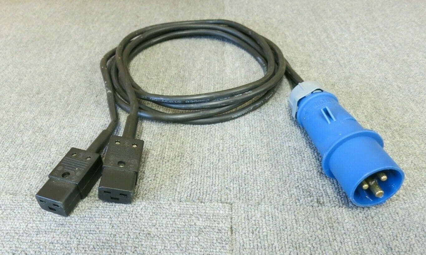 Newlec NLAMT002 240V 16A Industrial Blue Plug To Dual C19 Female Cable ...