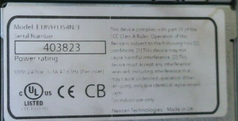 Nexsan E18V E18VH1J54N/3 18-Bay SAN Storage Array 17x 3TB HDD 1xISCSI Controller