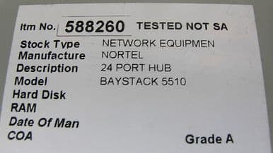 Nortel BayStack 5510-24T 24 Port Gigabit Network Switch Rack Mount