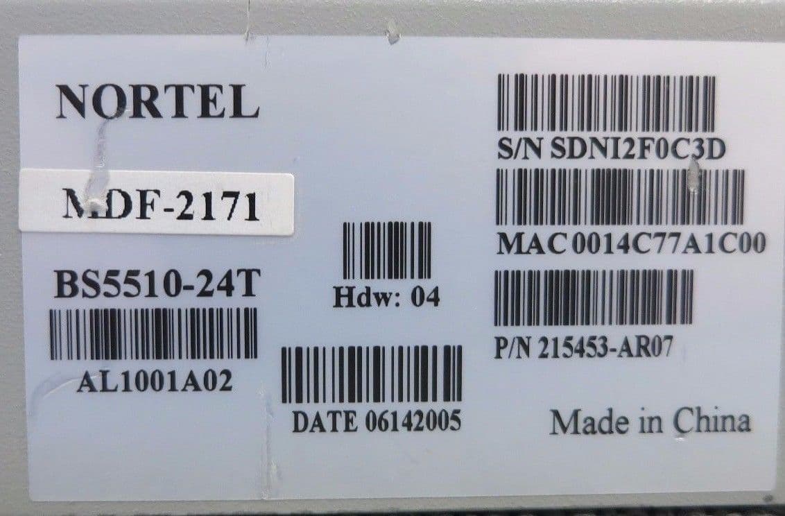 Nortel Networks AL1001A02 Baystack 5510-24T 24 Port Gigabit Ethernet Switch