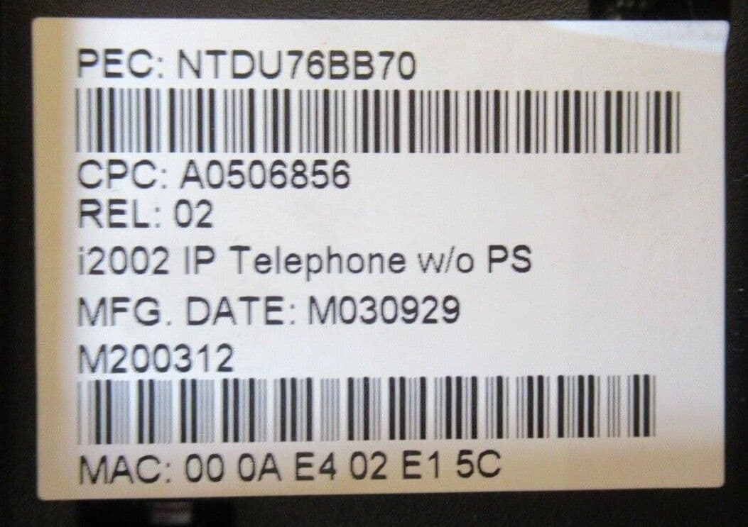 Nortel Networks NTDU76 i2002 IP PoE Desktop Speakerphone Charcoal With ...