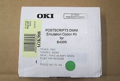 OKI Postscript3 Dimm Emulation Option Kit for B4300 P/N 01116101