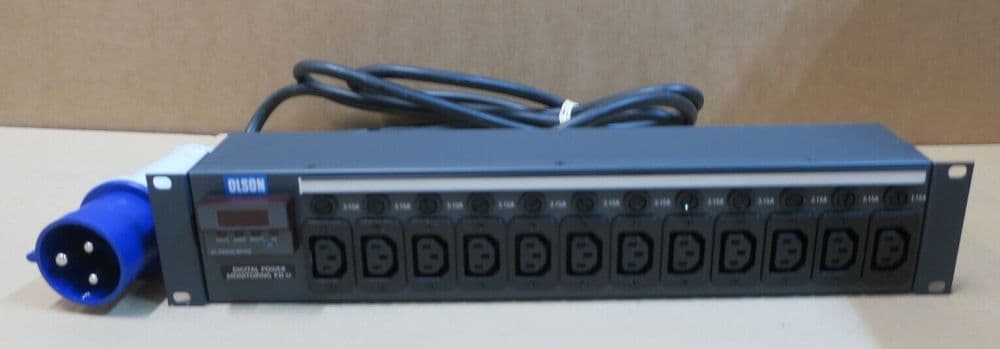 Olson PM/KNBT/32 12 Way 19 2U 32A Unswitched Power Metered C13 240v PDU ...