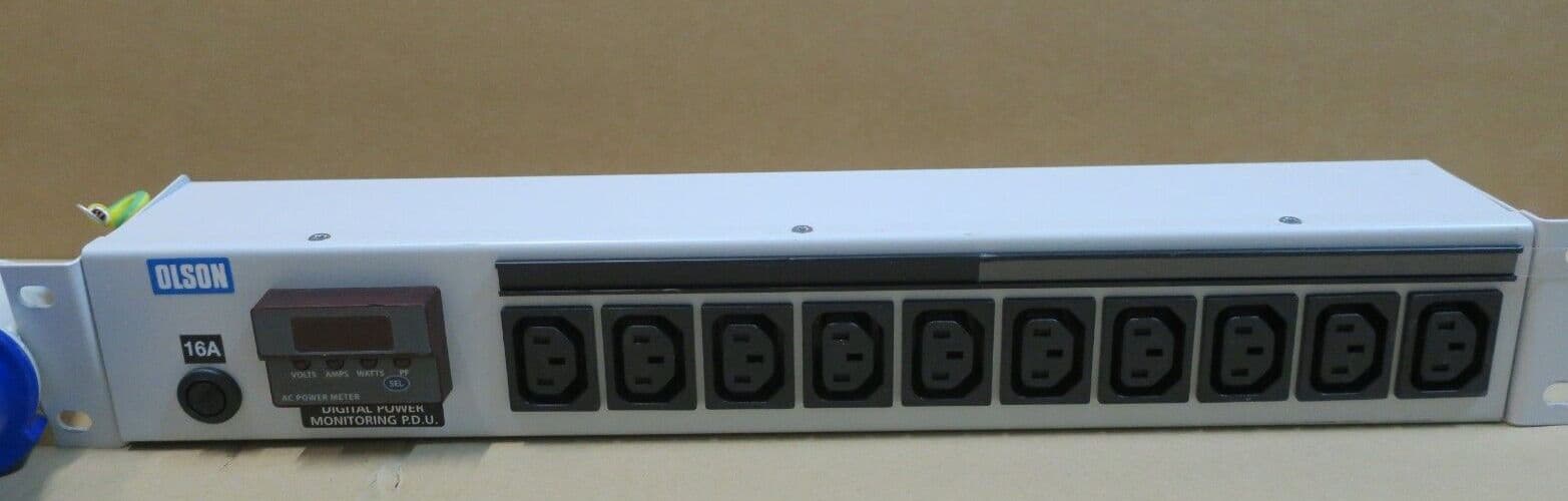 Olson PM1041/16 10 Way 19 1 5U 16A Unswitched Power Metered C13 240v PDU Rack