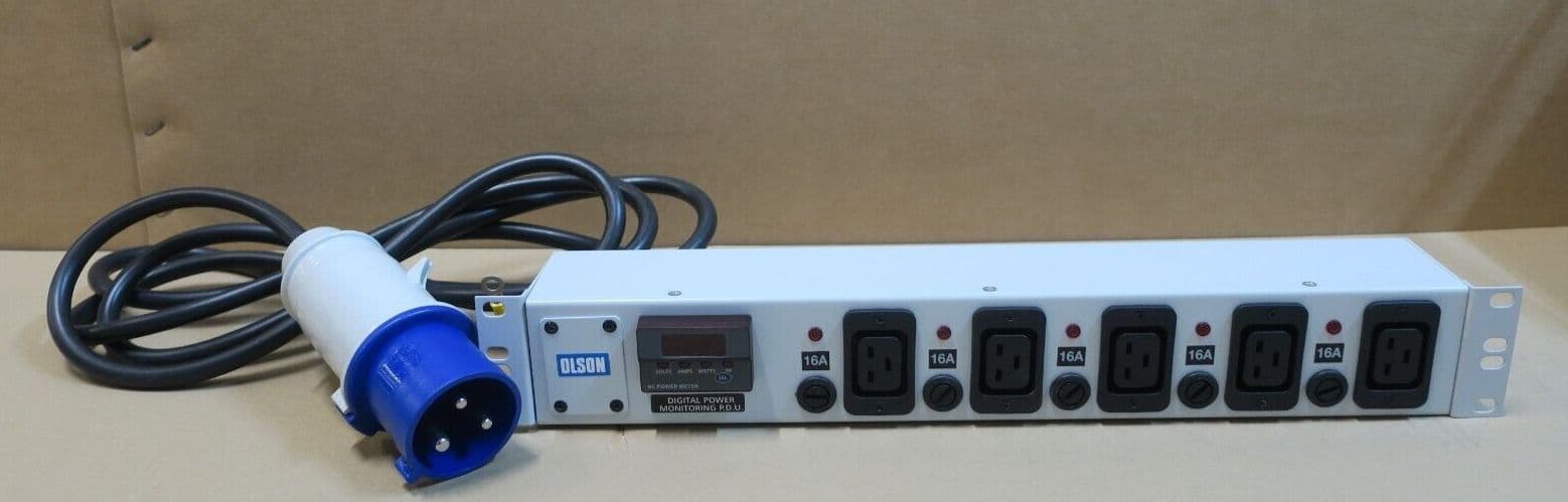 Olson PM1051/32 5 Way 19 1 5U 32A Unswitched Power Metered C19 240v PDU ...