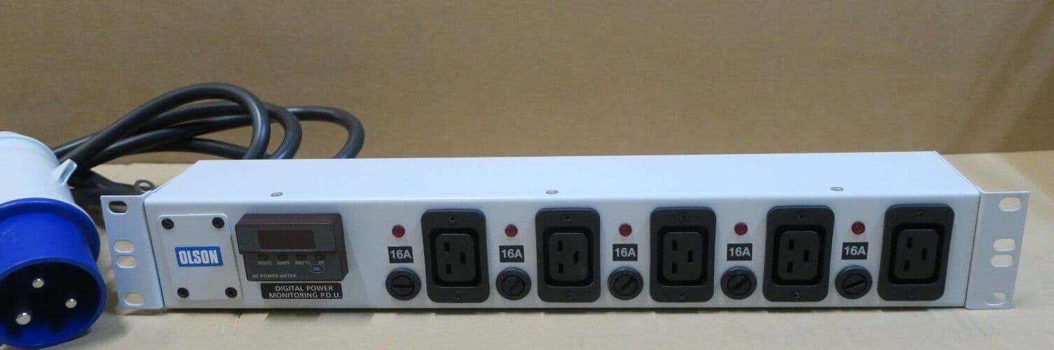 Olson PM1051/32 5 Way 19 1 5U 32A Unswitched Power Metered C19 240v PDU ...
