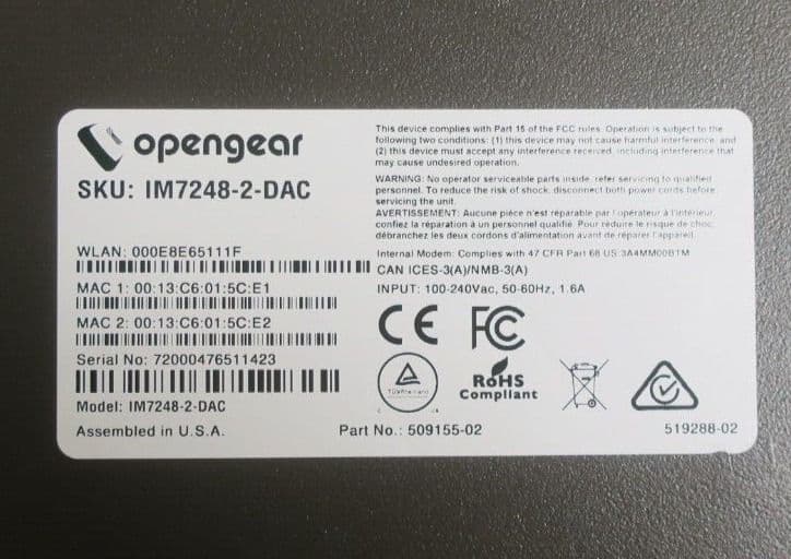 Opengear Infrastructure Manager 7200 48-Port Remote Management IM7248-2-DAC
