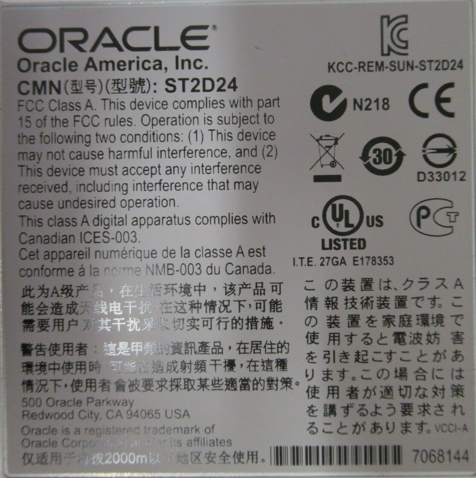 Oracle Sun ST2D24 DE2-24P Storage Drive Enclosure 21 6TB SAS 2x Control Module