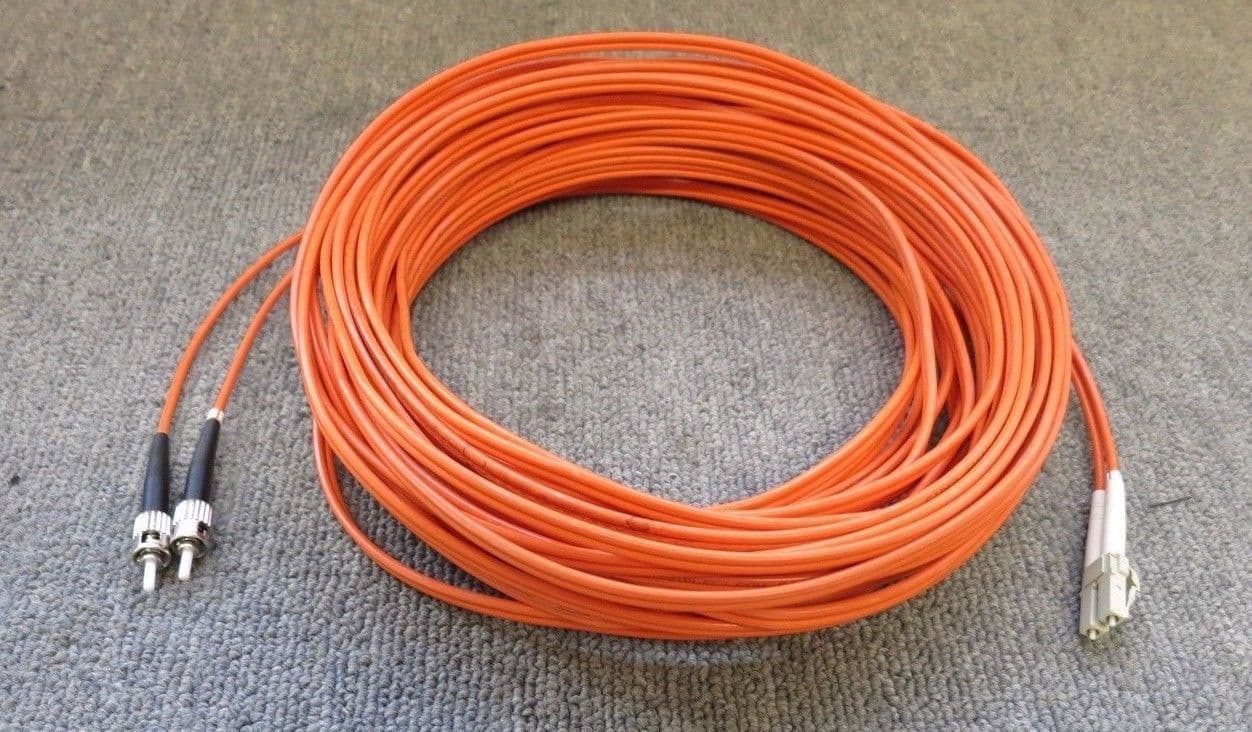 Orange 15M Fibre Optic Multi-Mode OM2 Patch Lead Cable ST Male To LC Male