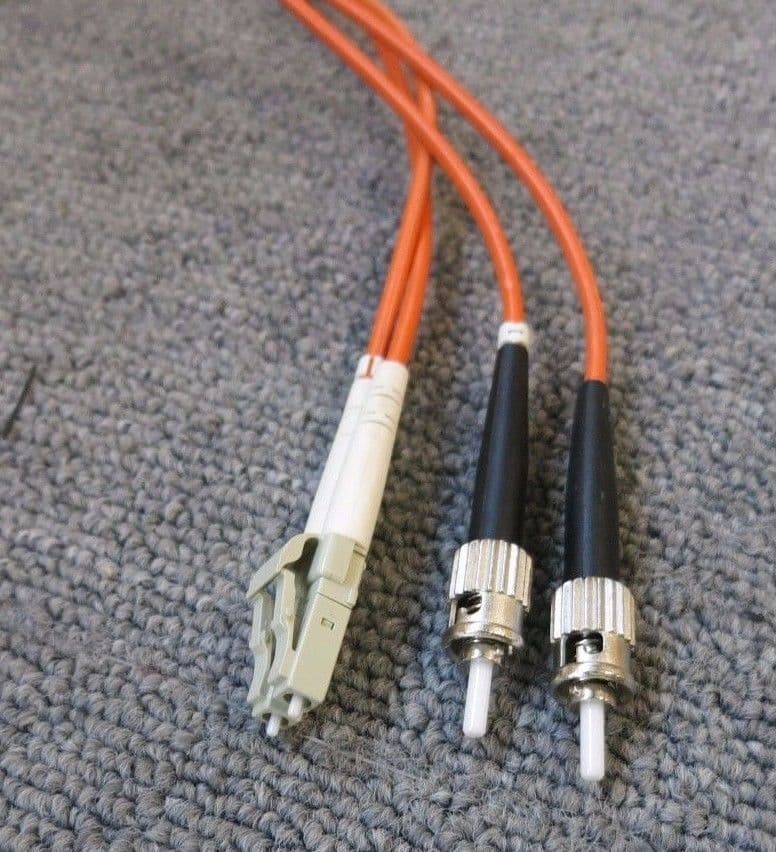 Orange 15M Fibre Optic Multi-Mode OM2 Patch Lead Cable ST Male To LC Male