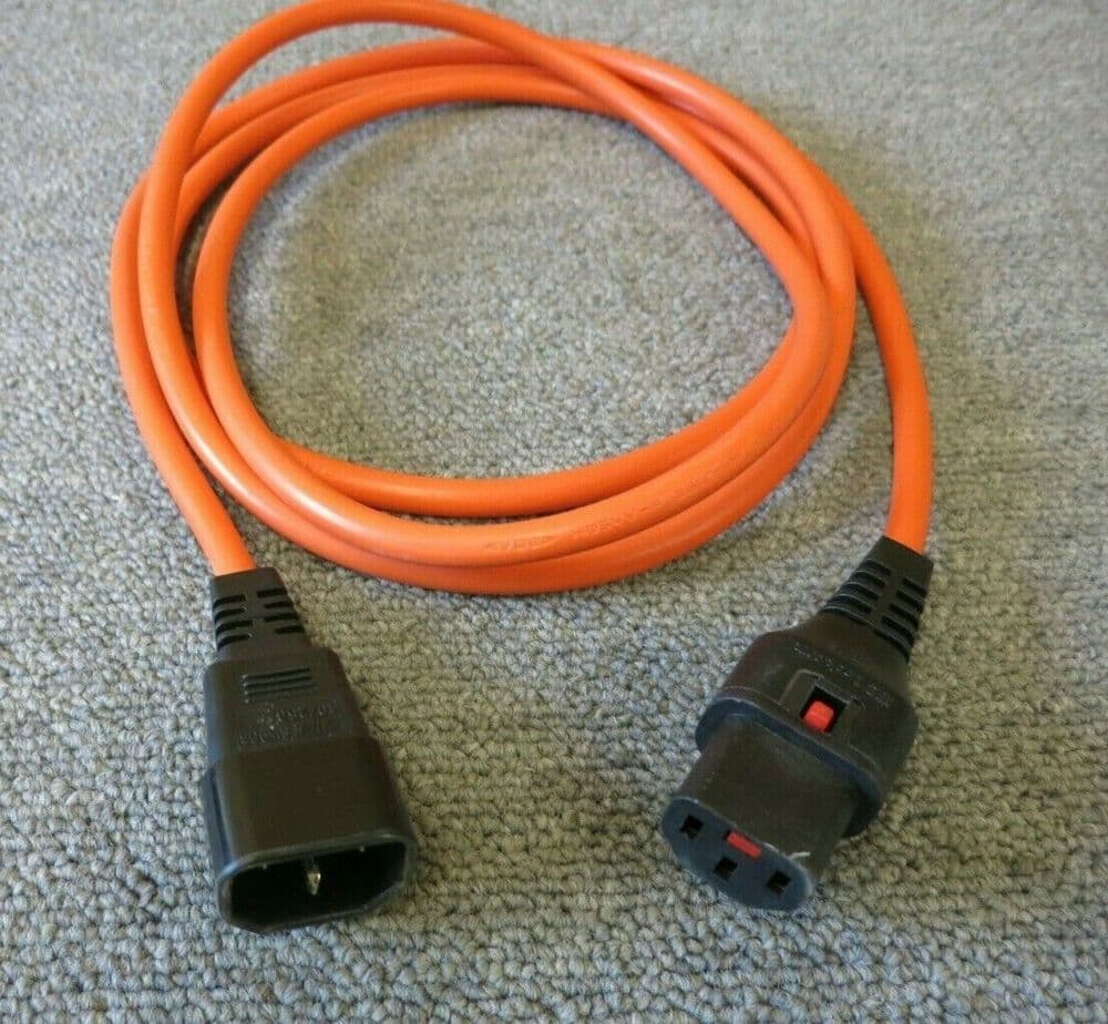 Orange Locking IEC C14 To IEC C13 Male To Female Power Extension Cable ...