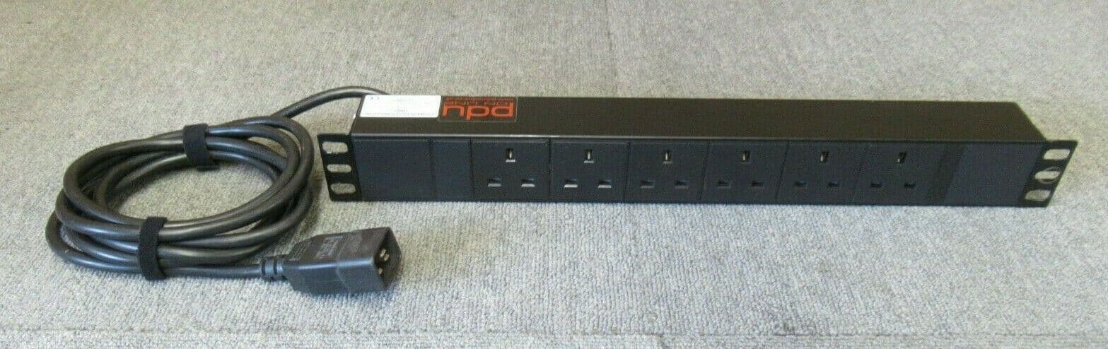 PDU Online POL/X196-C20 X196 6 Way 19" 1U Horizontal Rack Mount PDU 16A IEC C20