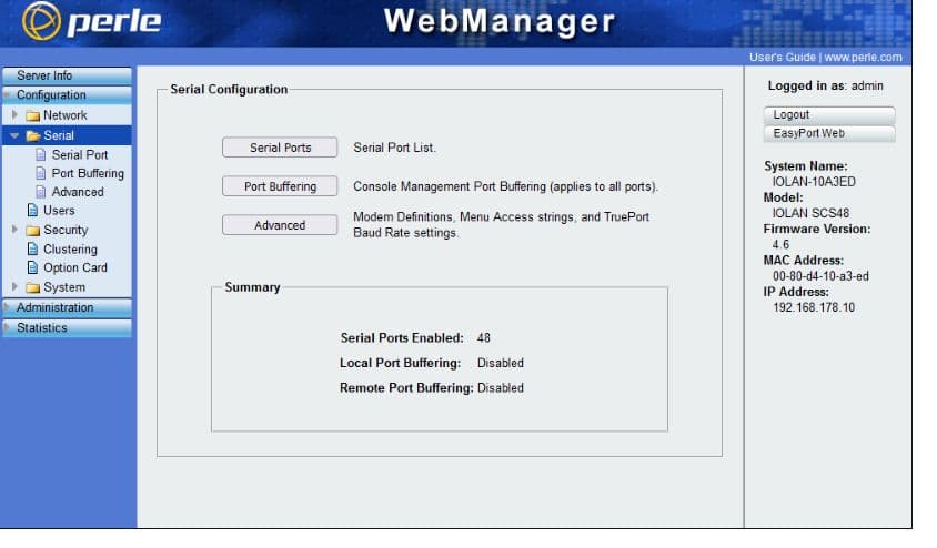 Perle IOLAN SCS 1U Secure Console Server SCS48C DAC 48x ports Dual AC ...
