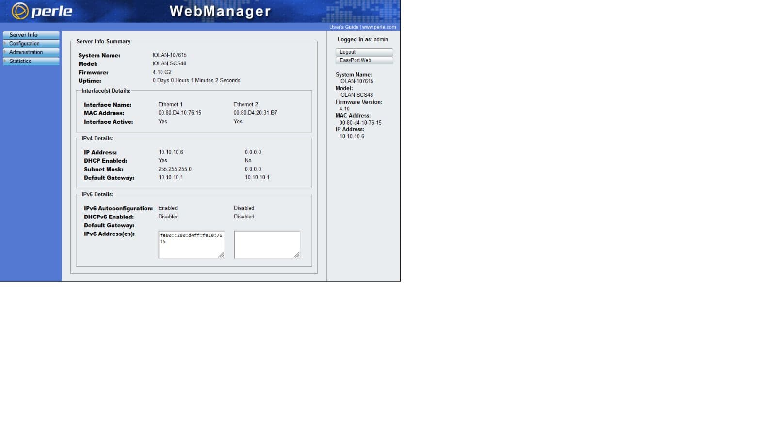 Perle IOLAN SCS SCS48C Secure Console Server 48x RS-232 Ports Single AC ...