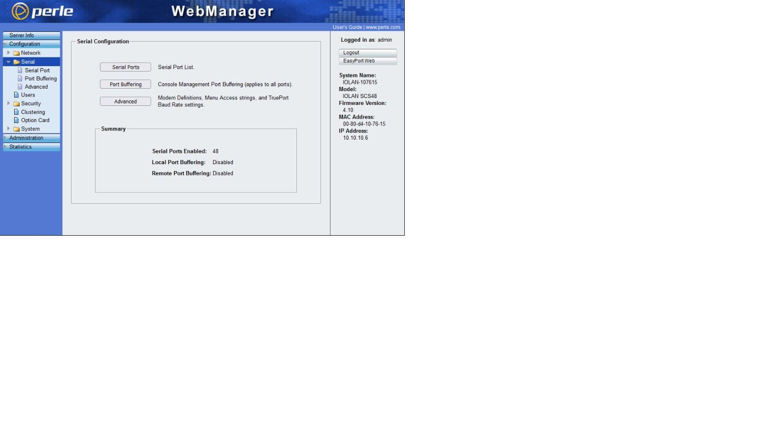 Perle IOLAN SCS SCS48C Secure Console Server 48x RS-232 Ports Single AC 04030740