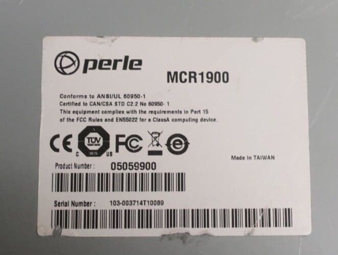 Perle MCR1900 Media Converter 05059900 8x CM-10GT-SFP 1x MCR-MGT Modules