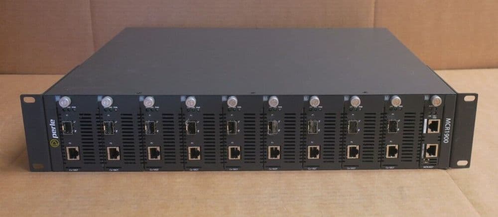 Perle MCR1900 Media Converter 05059900 9x CM-10GT-SFP 1x MCR-MGT Modules