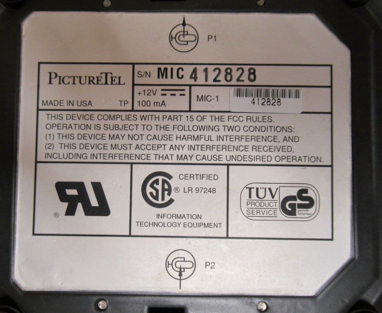 PictureTel MIC1 Video Conferencing System Desktop Tabletop Microphone