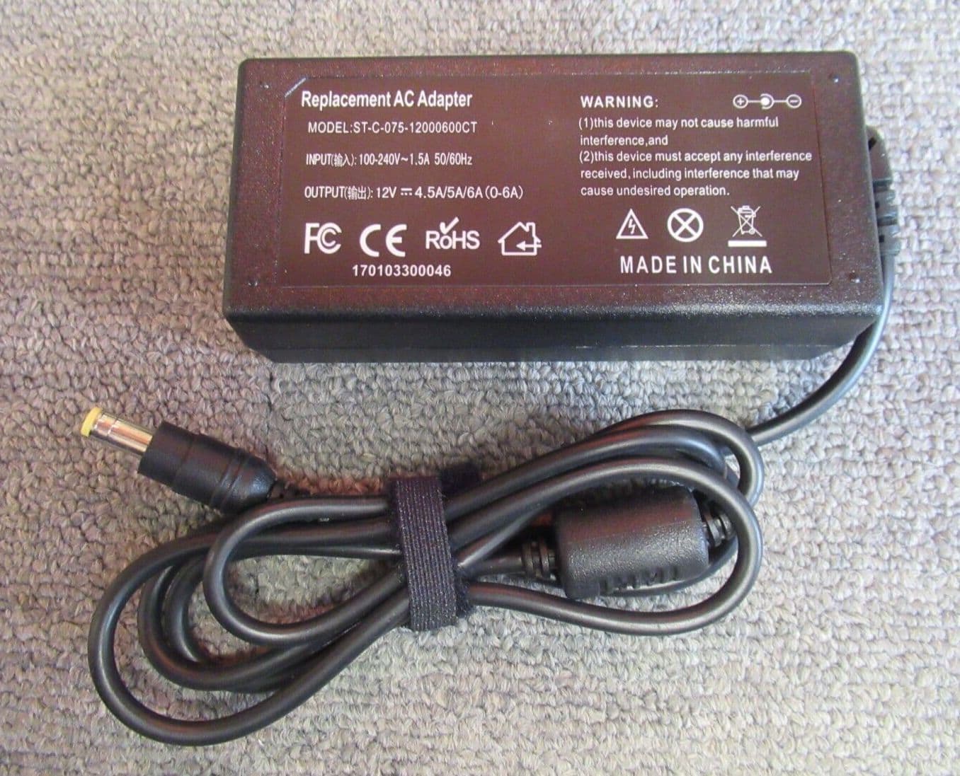 PK Power ST-C-075-12000600CT AC Power Adapter 72W 12V 4 5A/5A/6A