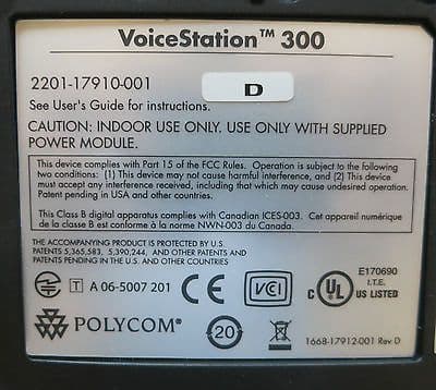 Polycom 2201-17910-001 VoiceStation 300 Analog Conference Phone And ...