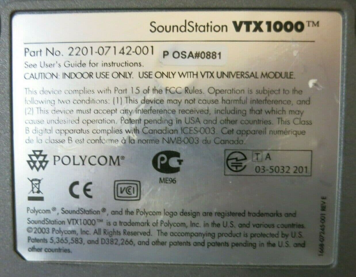 Polycom SoundStation 2201-07142-001 VTX1000 Display Wideband Conference ...
