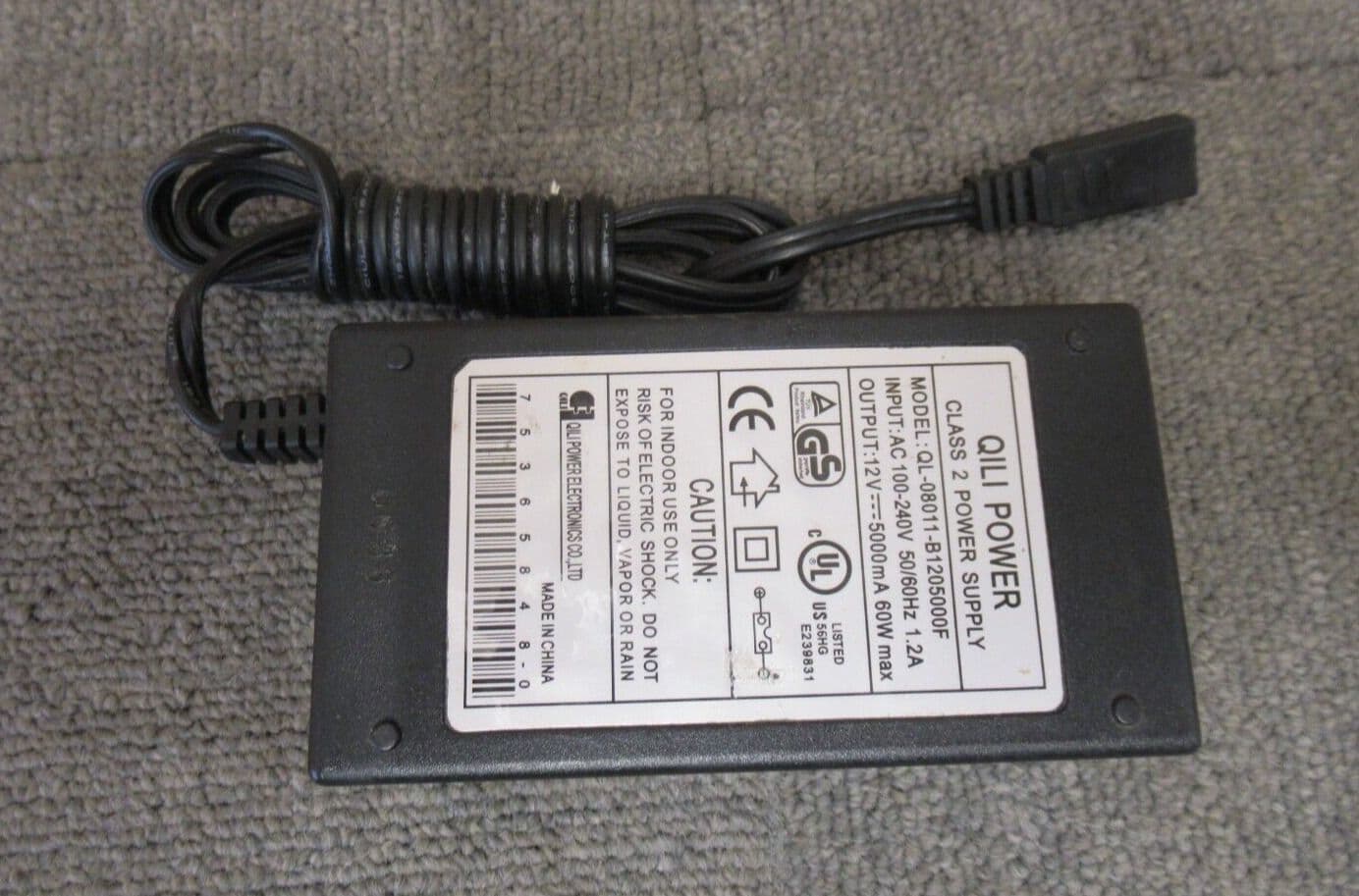 Qili Power QL-08011-B1205000F AC Power Adapter Charger 60W 12V 5000mA