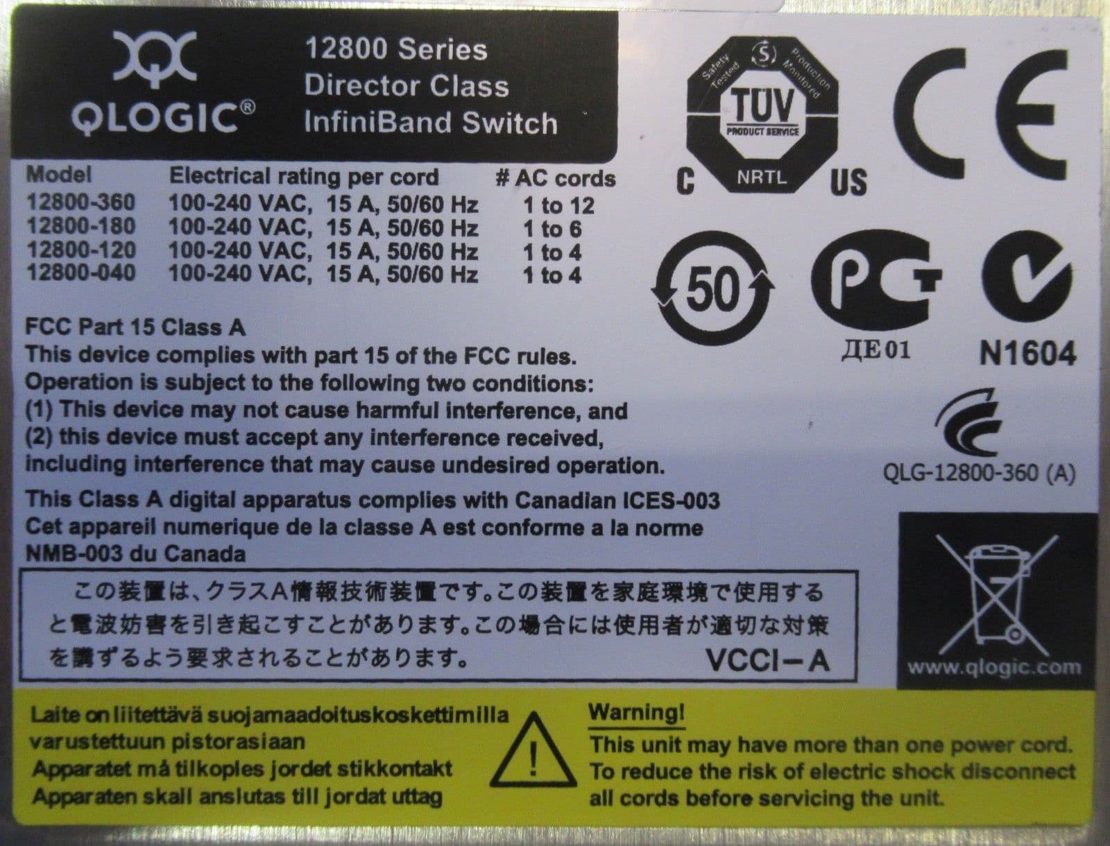 QLogic 12800-120 40Gbps 10U InfiniBand Switch 120 port with 5 x XD Leaf ...