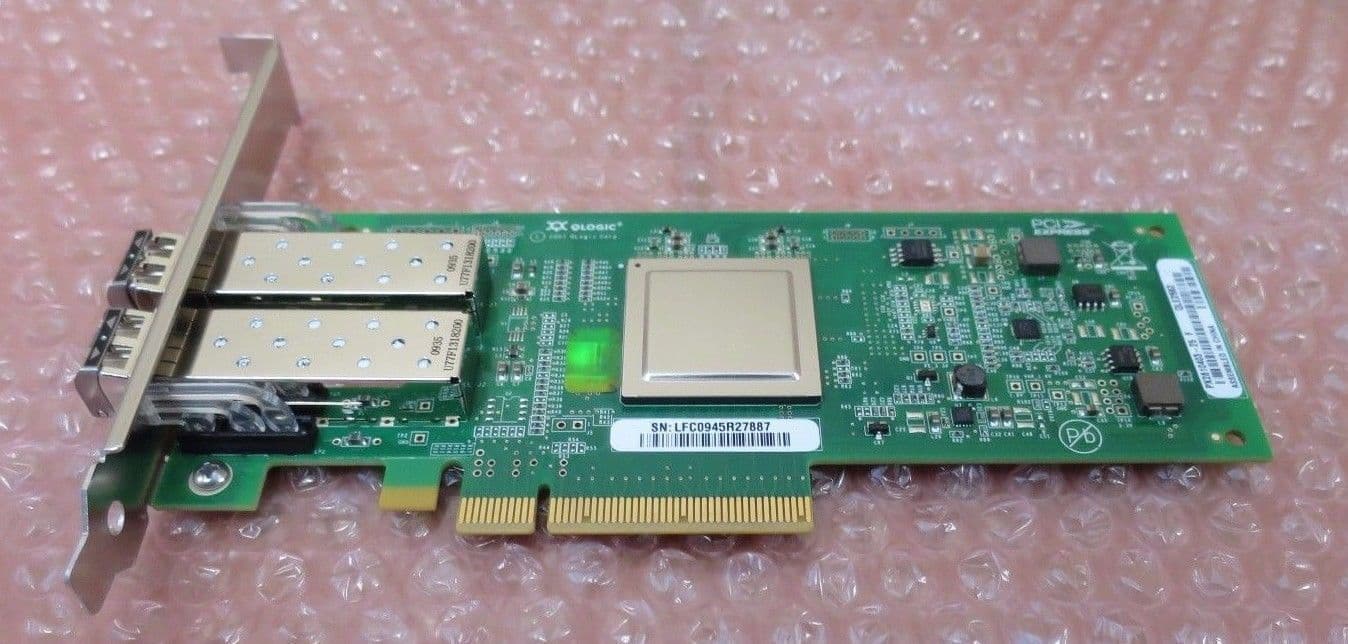 Qlogic QLE2562 8GB Dual Port PCI-E FC SFP Host Bus Adapter Card HBA 340 ...