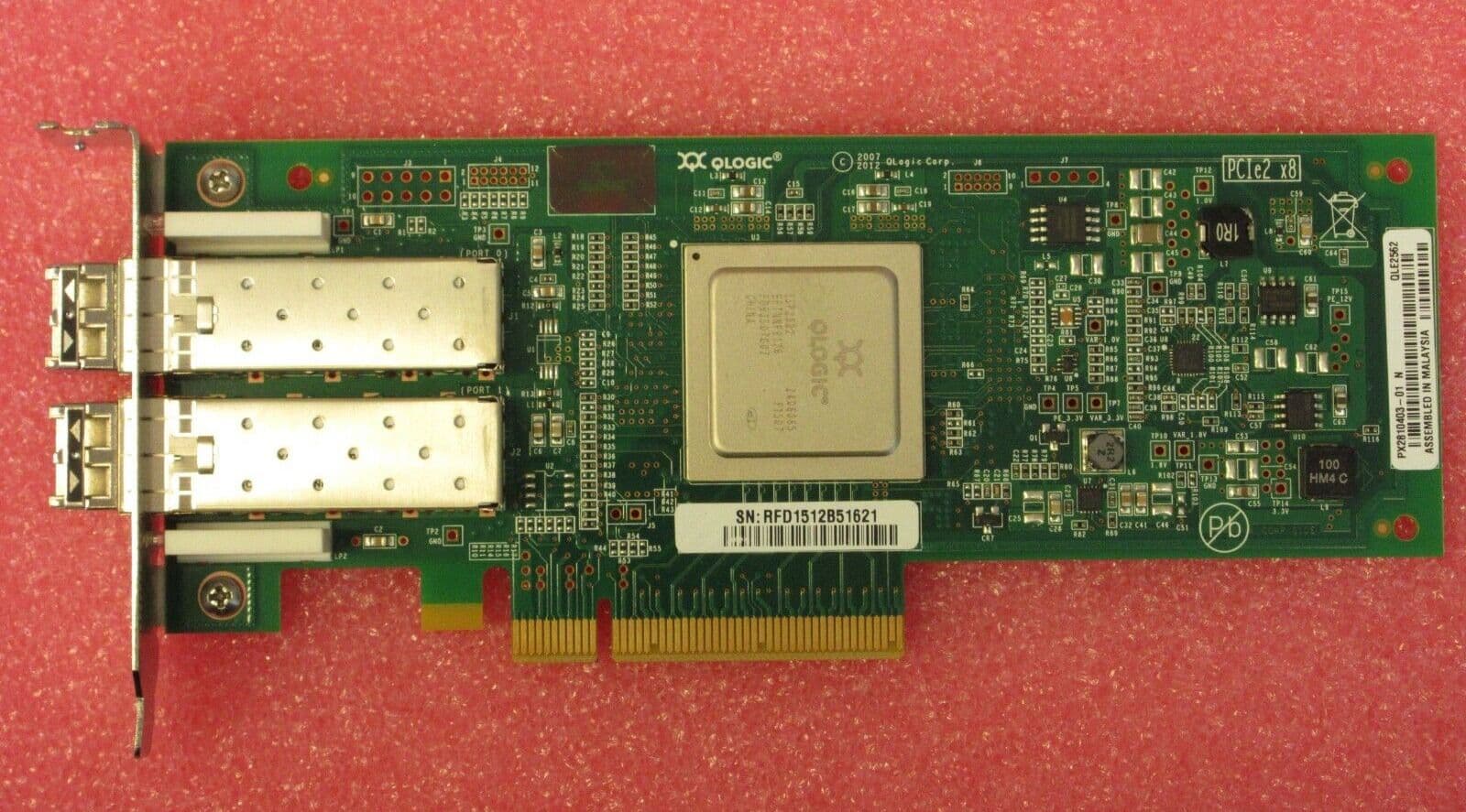 Qlogic QLE2562 Dual Port 8Gb FC Fibre Channel PCI-E Half Height ...