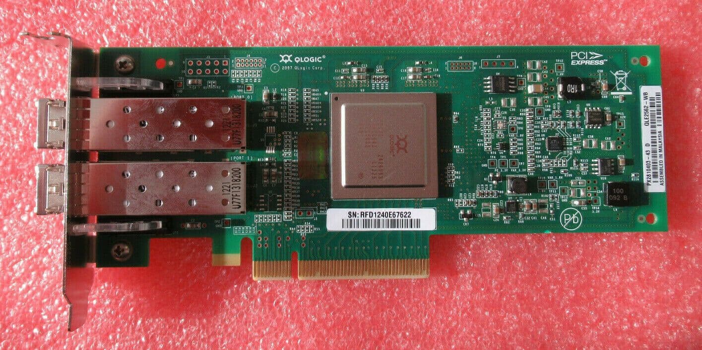 QLogic QLE2562-WB PCI-E x8 8Gb Dual Port Fibre Host Bus Adapter Card HH 2x SFP