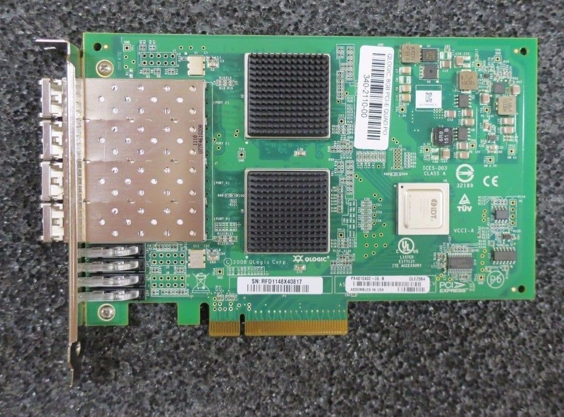 QLOGIC QLE2564 Quad Port PCI-E 8Gbps HBA Host Bus Adapter With 4x 8Gb SFP s