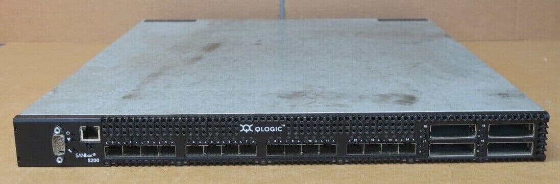 QLogic SANbox 5200 5202 FC Switch 16x 1/2Gb SFP 4x 10Gb XPAK Ports ...