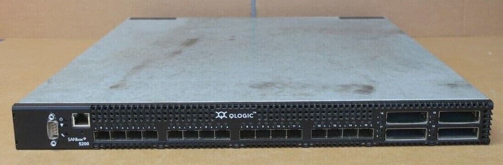 QLogic SANbox 5200 5202 FC Switch 16x 1/2Gb SFP 4x 10Gb XPAK Ports ...