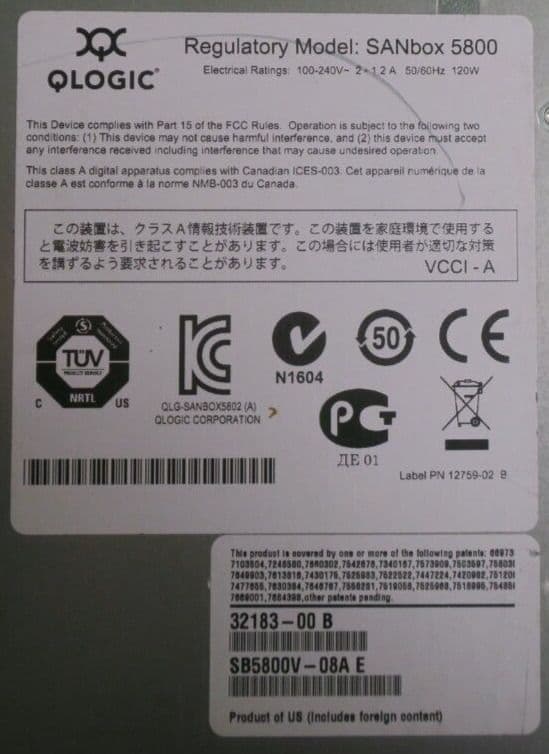 QLogic SANBOX 5800 20x 8Gb FC Fabric Switch 12 Active Ports 4x 10G Stack Port