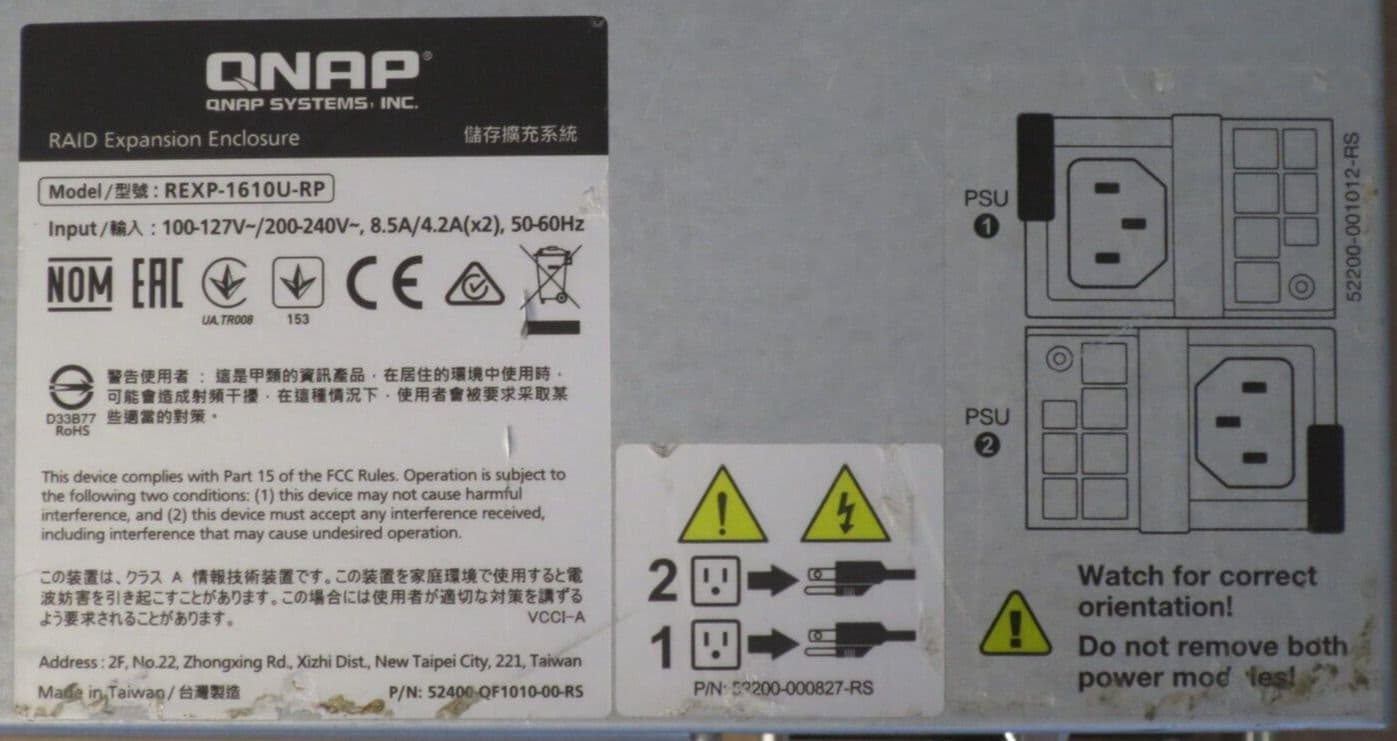 QNAP REXP-1610U-RP 192TB 16x 3 5" Bay SAS RAID Expansion Enclosure 3U JBOD
