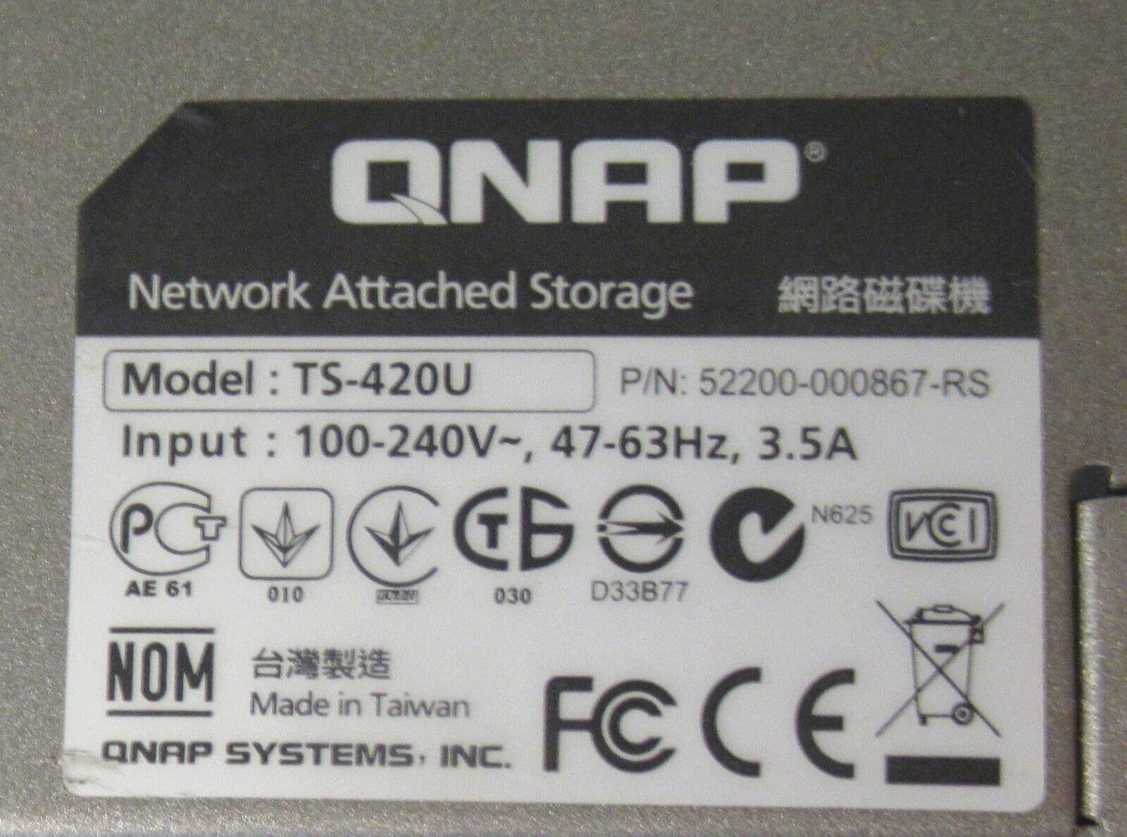 QNAP TS-420U 4x 3 5" Bay Rackmount Network Attached Storage NAS 3x 2TB HDD