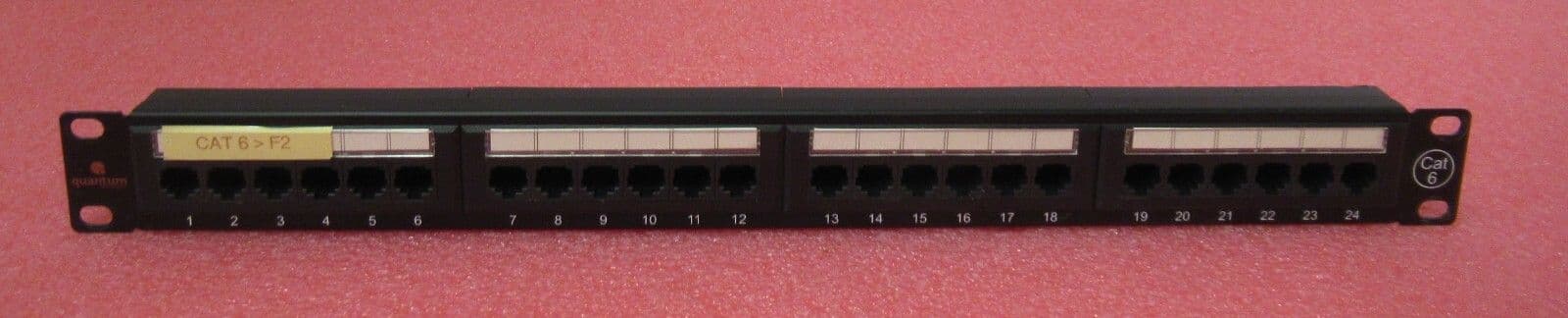 Quantum 24 Port Cat6 RJ45 Patch Panel 1U 19" Punch Down Cable Management