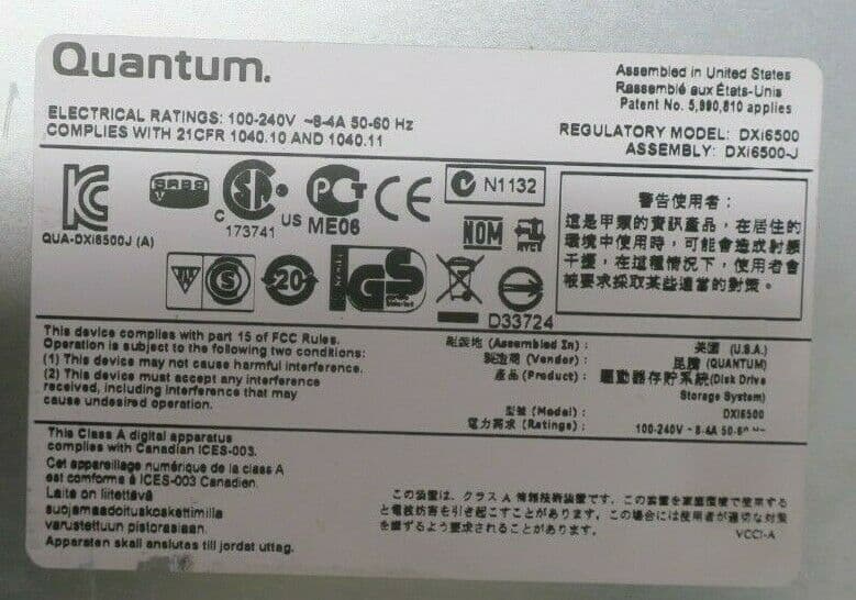 Quantum DXi6500 12x 3 5" Bay 10x 2TB HDD 2x 200GB SSD Storage Expansion ...