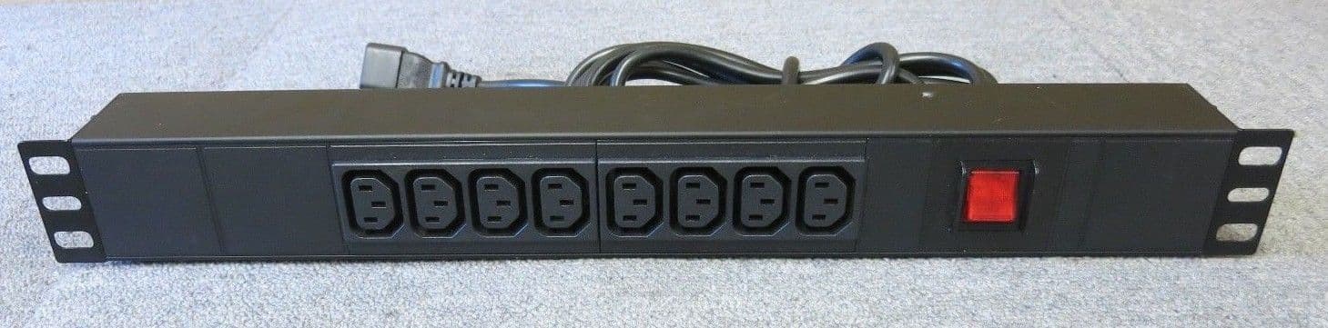 Rackmount Power Distribution Unit 1U 19" 8 x C13 Outlets With On/Off Switch